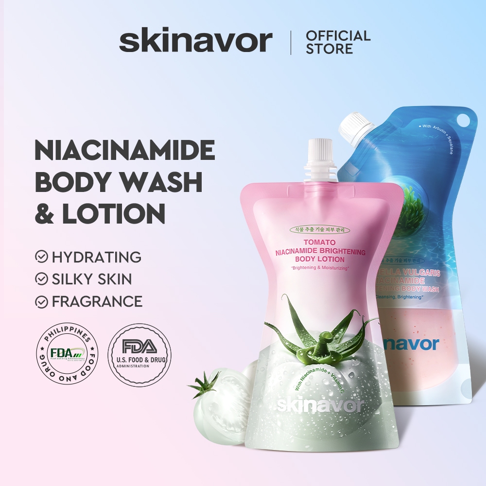 skinavor Niacinamide Brightening Body Wash & Lotion Set Deep Cleansing ...