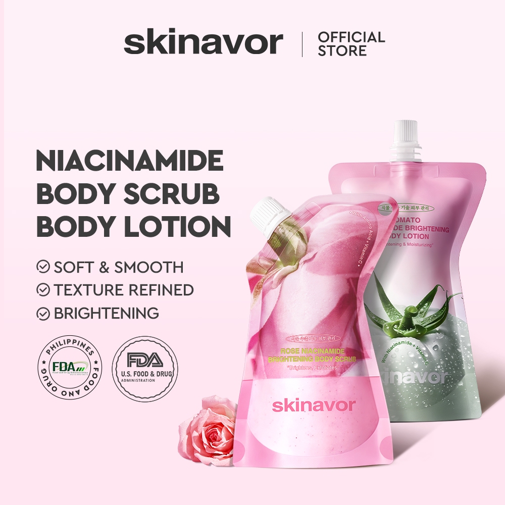 skinavor Niacinamide Body Scrub & Lotion Set Exfoliate & Moisturize for ...
