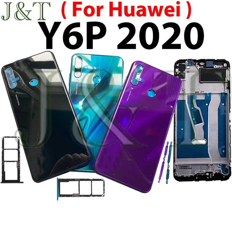 For Huawei Y6P 2020 back Cover Battery Housing+Middle Frame power ...