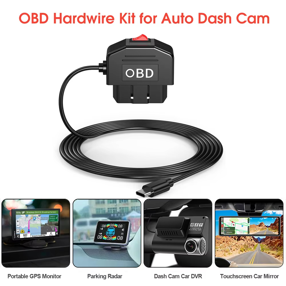 Dash Cam Hardwire Kit Buck Line OBD To USB Adapter Cable For Dashcam ...