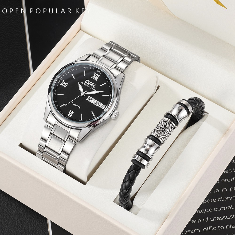 OPK Watch For Men Waterproof Original Quartz Stainless Steel Black ...