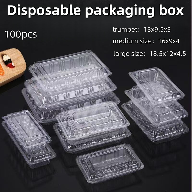 100pcs Disposable Clear Clamshell/Rectangle Plastic Clamshell/Food ...
