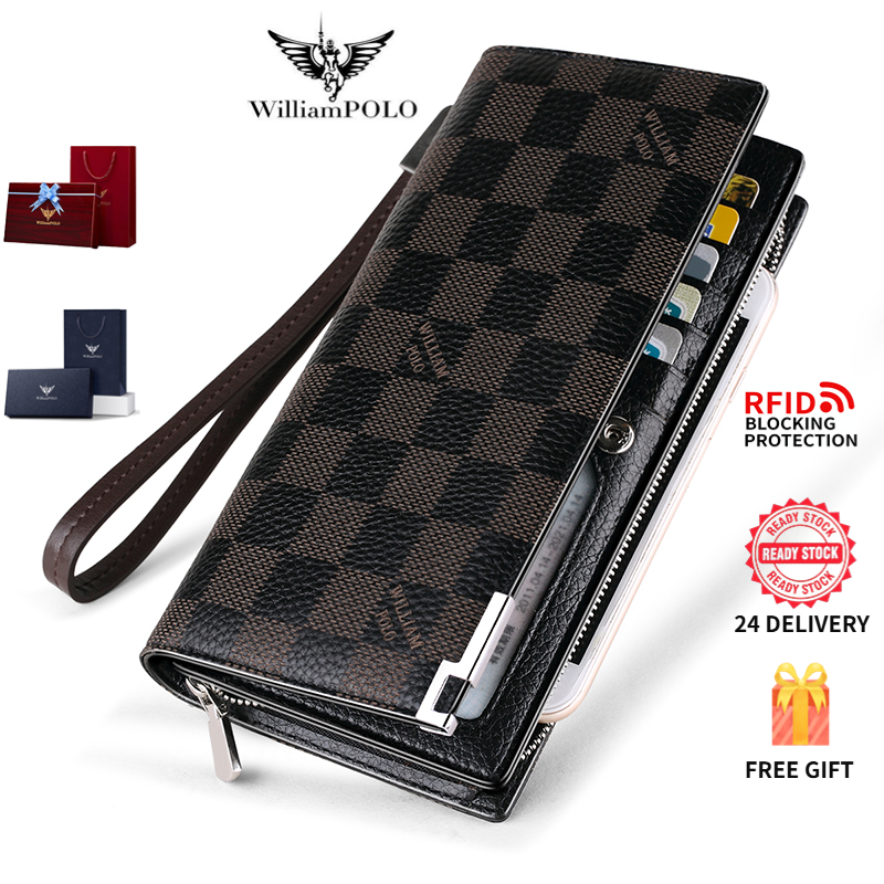 William polo Genuine Leather RFID Men's Wallet | Long Wallet with Large ...