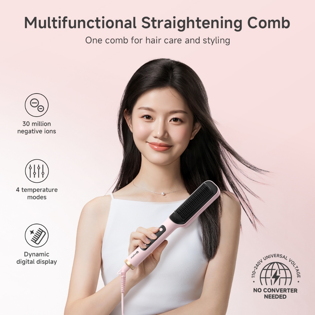 Simplus Hair Brush Straightener Negative Ion Anti-Scalding Hair Brush ...