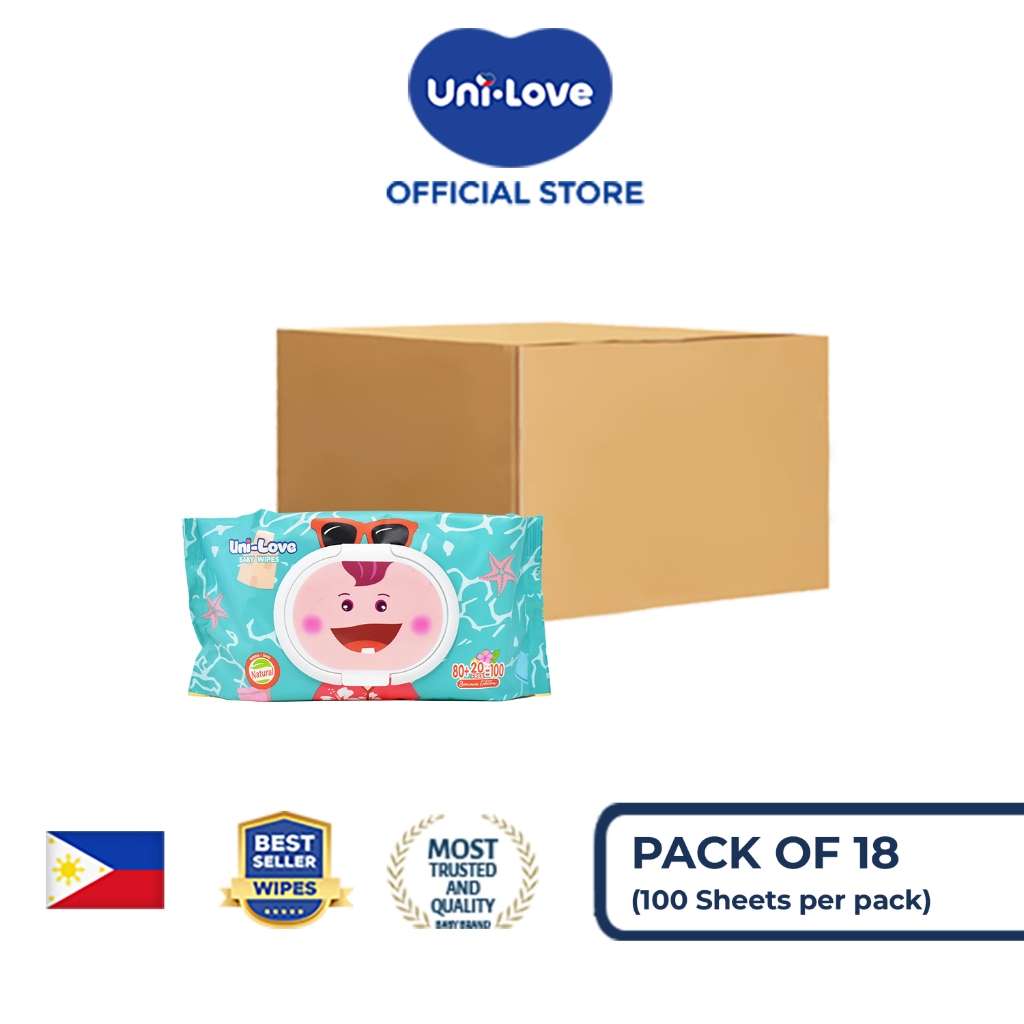 UniLove Baby Wipes Summer Edition (Boy) 100's Pack of 18 (1 case ...