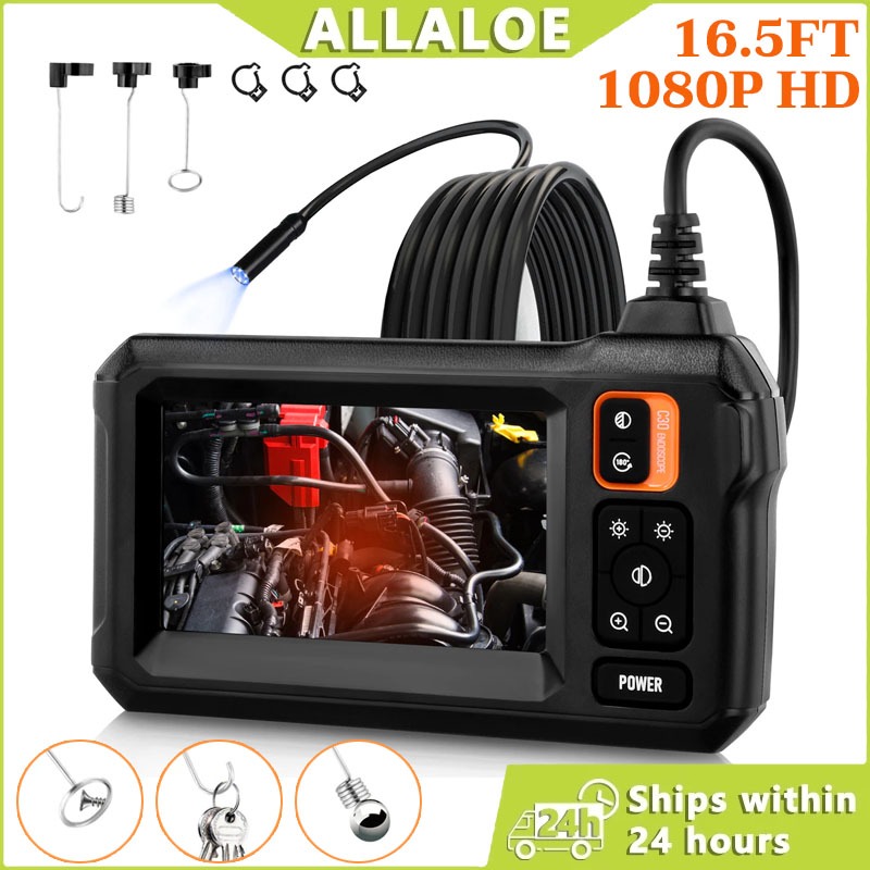 {COD}-Allaloe Borescope 4.3inch IPS Screen 8mm Flexible Endoscope ...