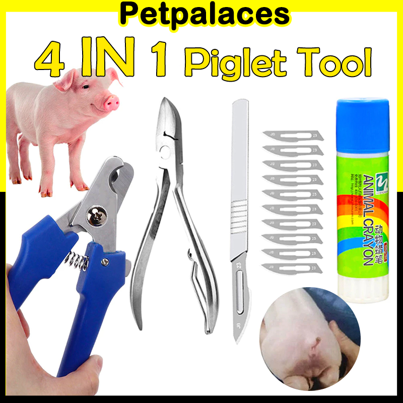4 In 1 Piglet Tail Cutter Pig Teeth Plier Pig Marker Crayon Castration ...