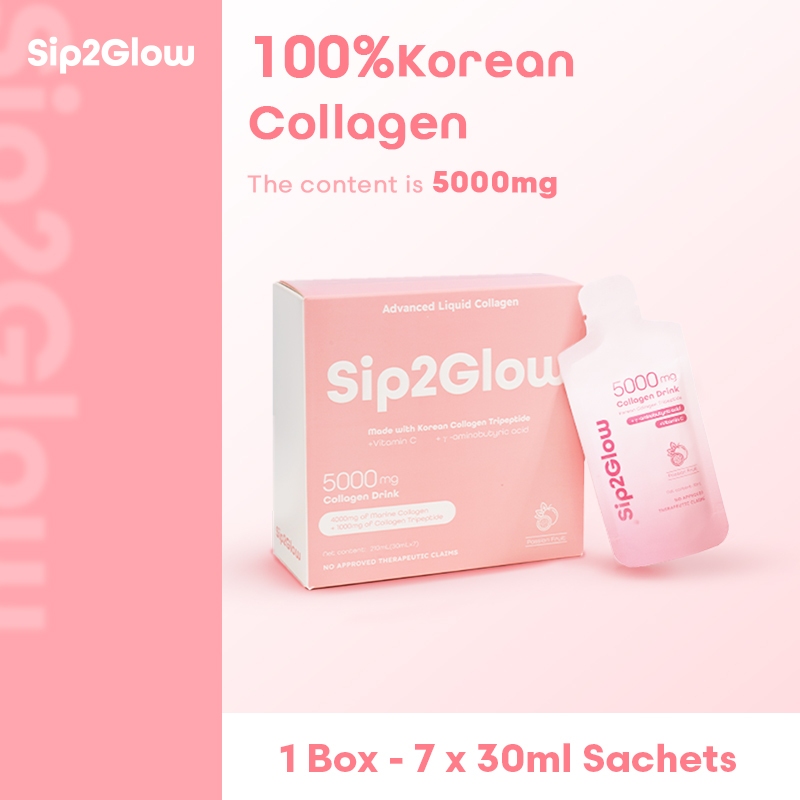 Sip2Glow Collagen Drink 5000mg Korean Collagen | 7 Pack - Delays Aging ...