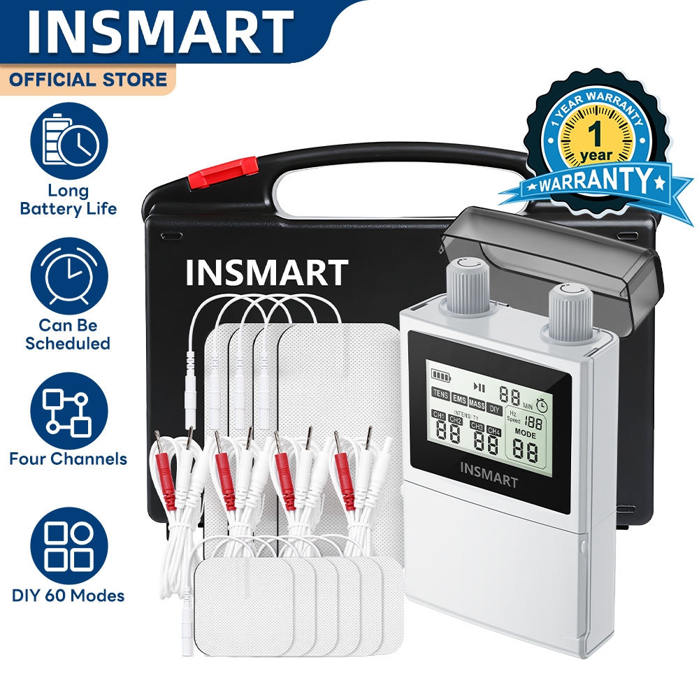 INSMART 4-in-1 TENS/EMS Muscle Stimulator with 60 Intensity Levels for ...