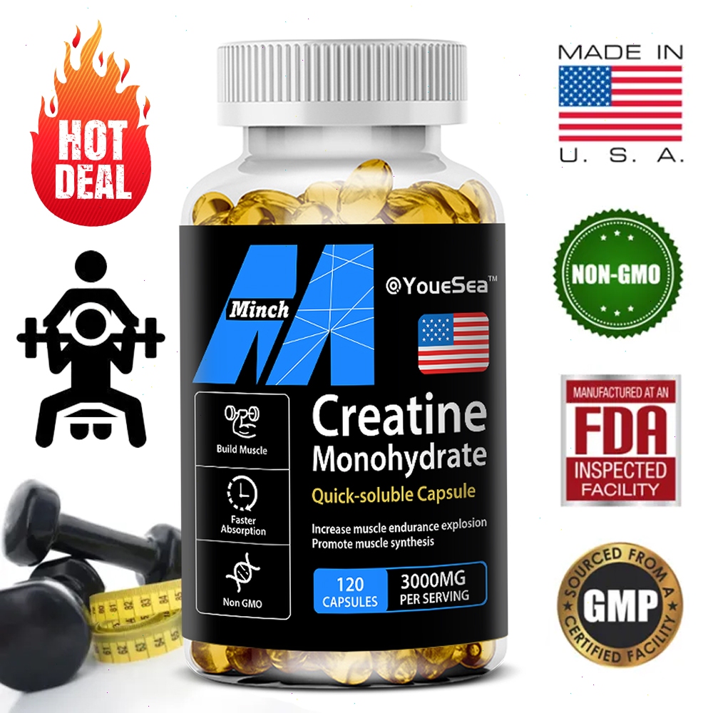 Creatine Monohydrate 3000mg Quick-Soluble Capsules | 3-in-1 Creatine ...