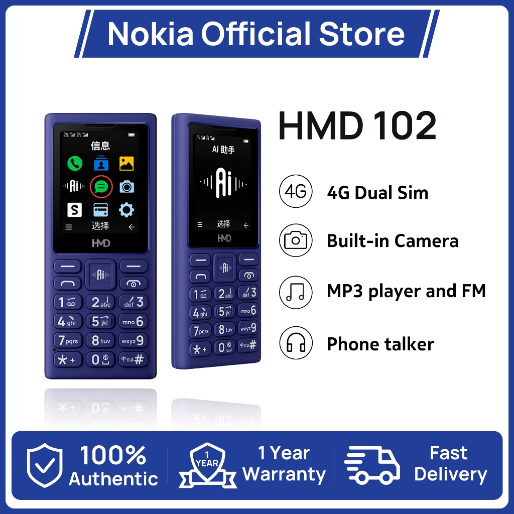 New HMD 102 4G Basic Keypad Phone With Camera Dual LED Torch MP3 Dual ...
