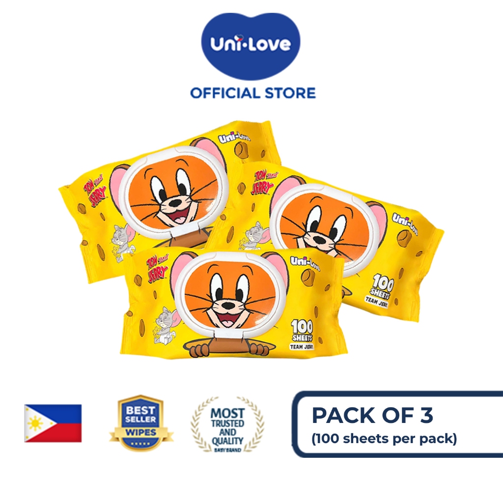 Uni-Love Tom and Jerry Wipes (Team Jerry) 100's Pack of 3 | Shopee ...