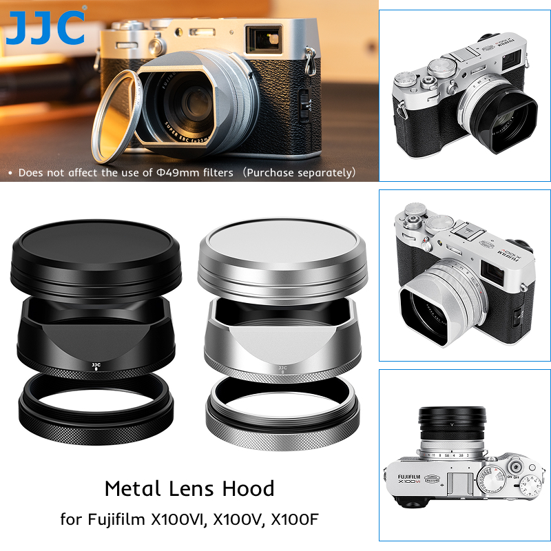 JJC LH-100 Lens Hood for Fujifilm Fuji X100VI X100V X100F Camera, Metal ...