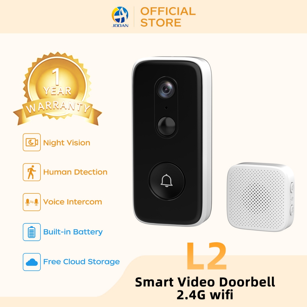 JOOAN Wireless Doorbell Security Camera 2K HD Waterproof Visual ...