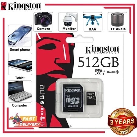 MicroSD memory card 512GB class 10, used for cameras, Micro SD phones ...
