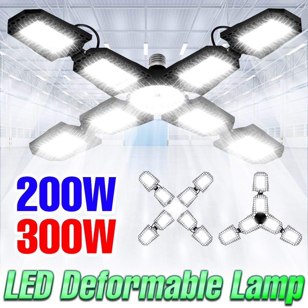 300W E27 LED Deformable Garage Light Foldable Ceiling Lamp Bulbs 6 ...