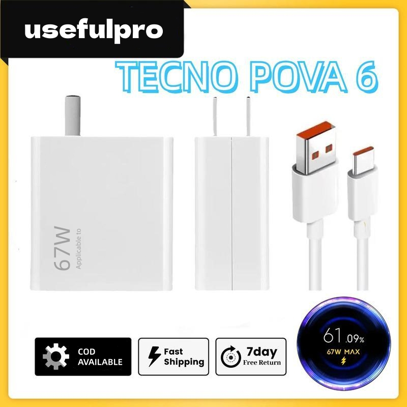 67W Super Fast Charger USB C Power Adapter For Infinix Note 30i 30 Pro 30 VIP Zero 30 5G TECNO ...