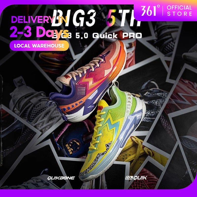 361 Degrees Big3 5.0 Quick Pro Men Basketball Shoes Wear-Resistant ...