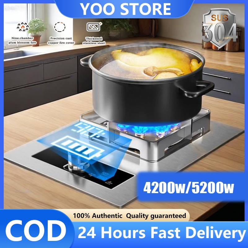 Gas Stove With Timer 304 Stainless Steel Single Burner Stove Embedded ...