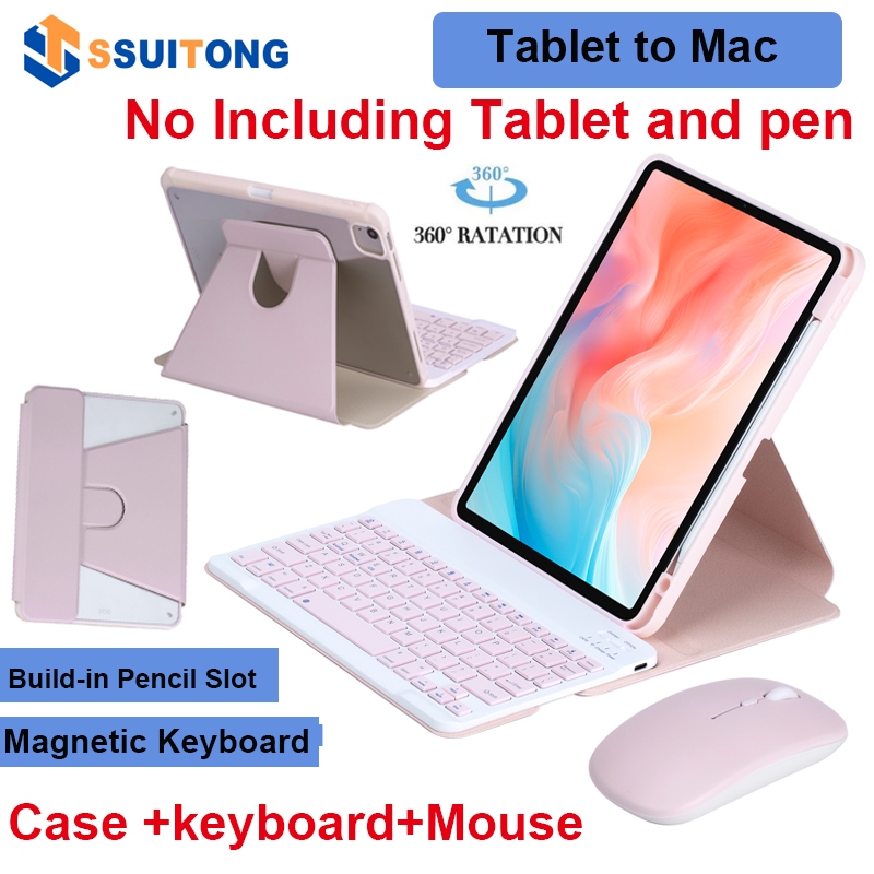 360° Rotation Case+ Magnetic Keyboard + Mouse For iPad 7th 8th 9th 10th ...
