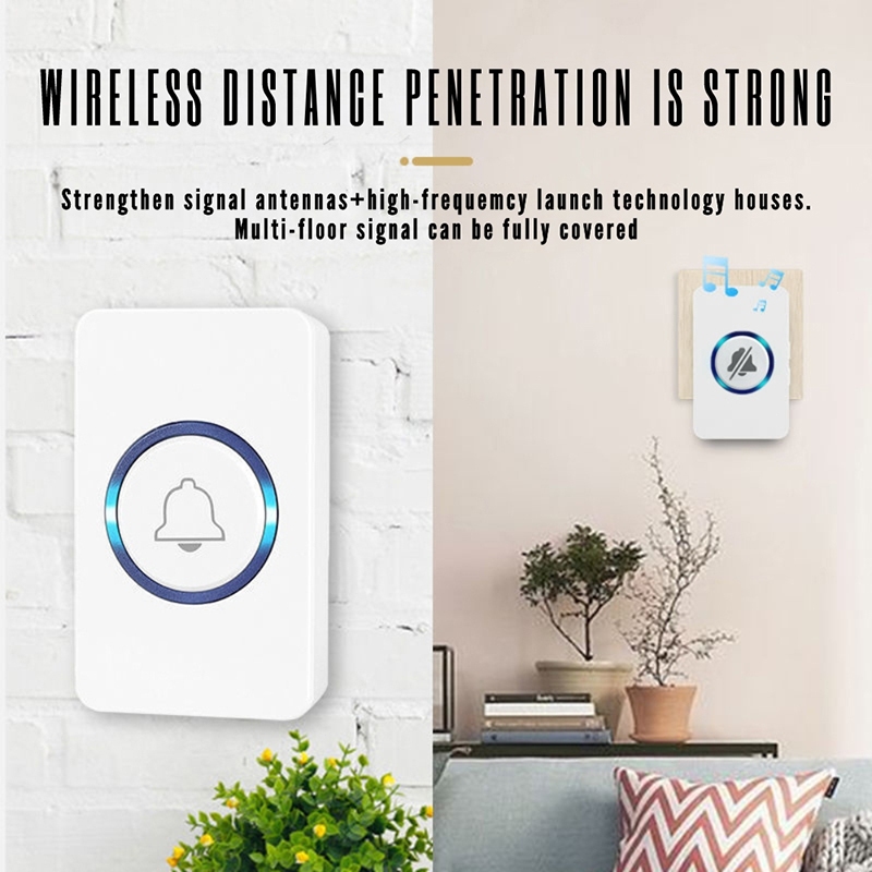 LED Wireless Durable IP44 Waterproof Doorbell 62 Song Bell Ring 150m ...