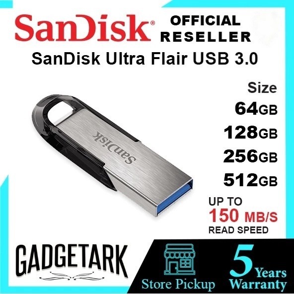 SanDisk Ultra Flair USB 3.0 512GB | 256GB | 128GB | 64GB | 32GB Flash ...