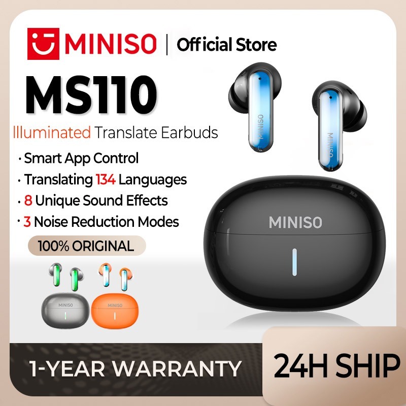 MINISO MS110 Translator Earphones llluminated Noise-Canceling Wireless ...