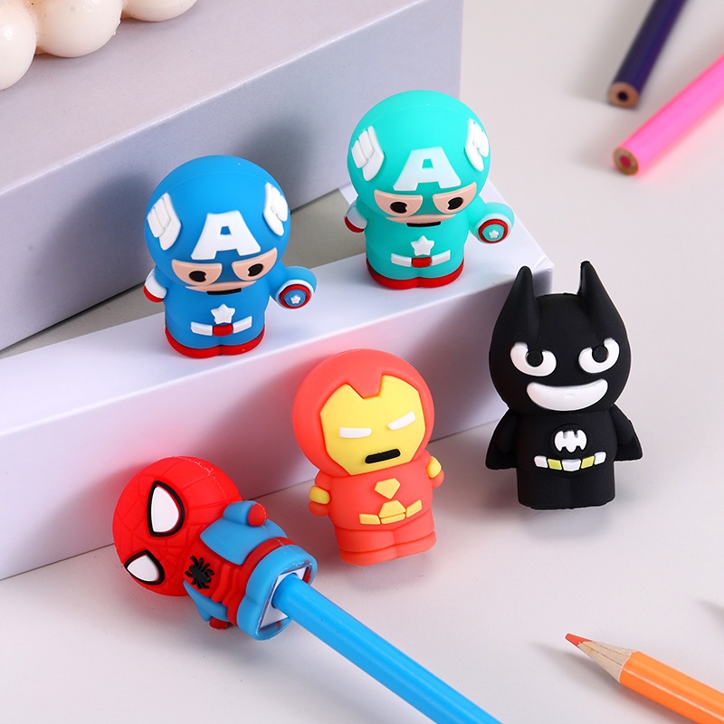 1pcs Creative Marvel Series Soft Rubber Mini Pencil Sharpener Spider ...