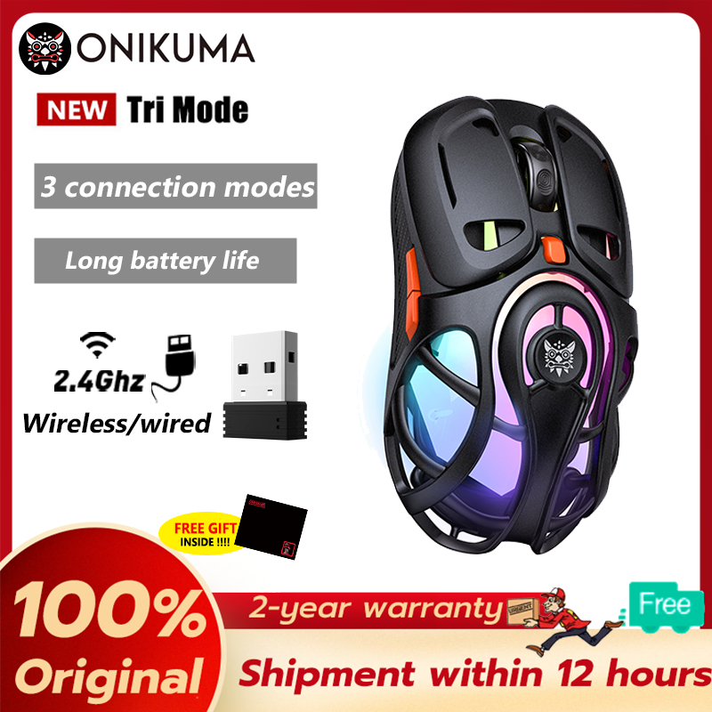 Onikuma DM02 Tri Mode Gaming Mouse 2.4GHz USB Wireless Mouse RGB ...