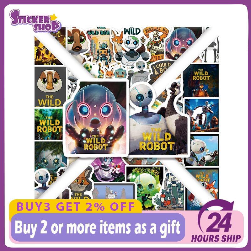 60pcs The Wild Robot Cartoon Stickers Decoration DIY Scrapbook Phone ...
