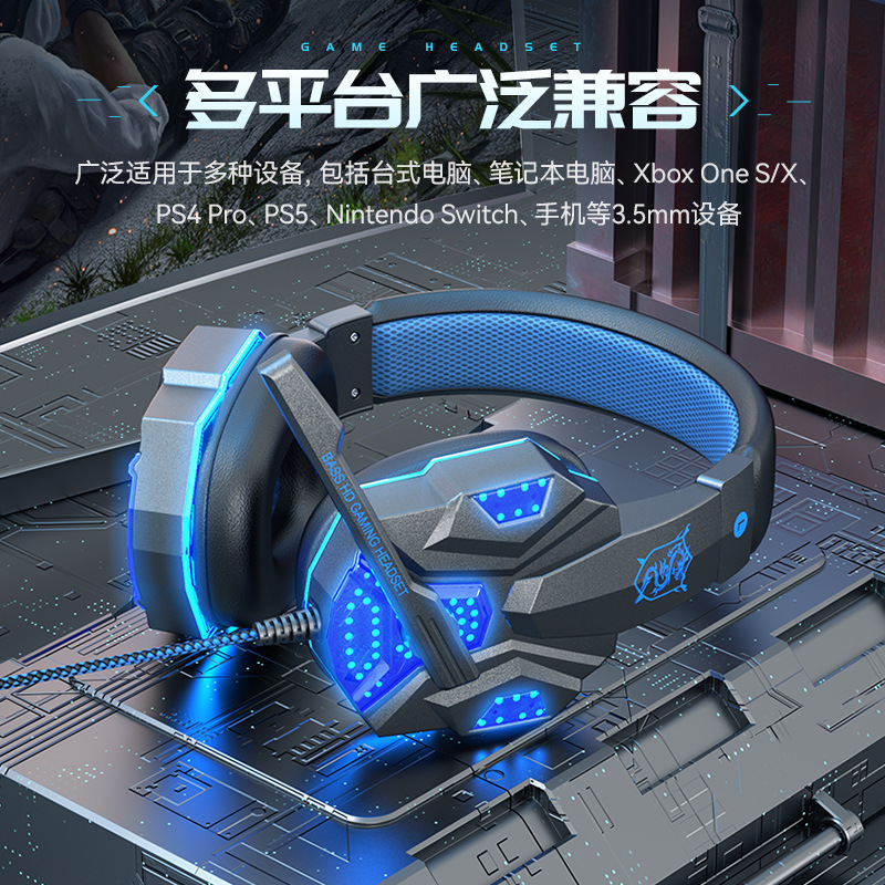 Gaming Headsets Big Headphones with Light Mic Stereo Earphones Deep ...