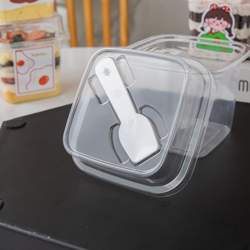 LM 50PCS 220ML/340ML Disposable Square Mousse Hight Lid Dessert Box ...