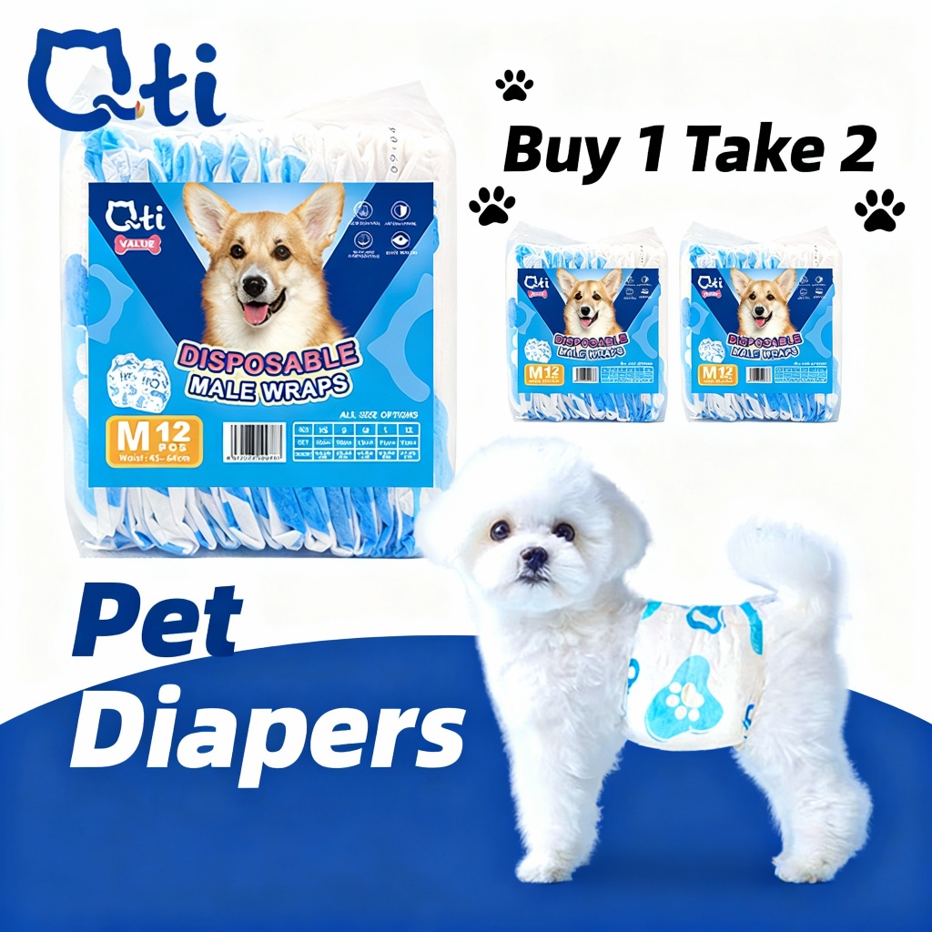 【Buy 1 Take 2】Qti Global Pet Diaper Dog Diaper Male Dog Female Dog 100% ...