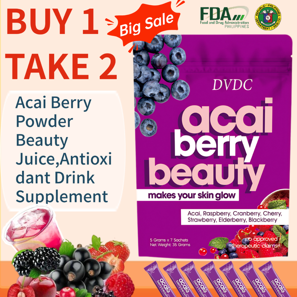 【FDA】 Acai Berry Powder Organic 100% Natural Mixed Berry Powder 7pcs ...