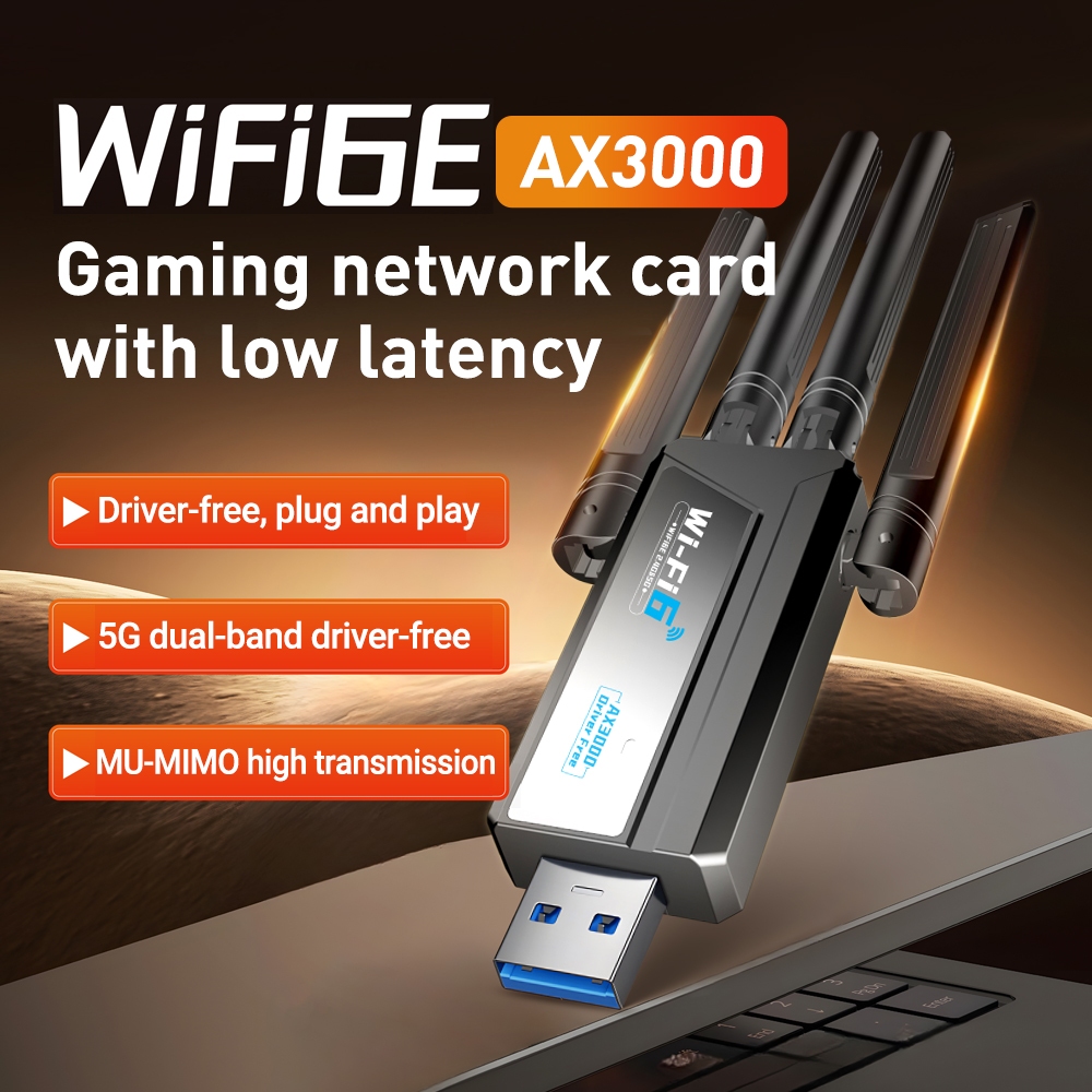 3000Mbps WiFi Dongle WiFi6E USB Adapter Dual Band 2.4Ghz/5Ghz Driver ...