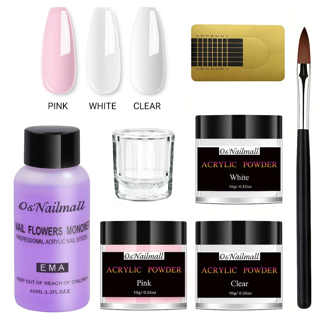 OsNailmall 7 Pcs/Set Acrylic Liquid Powder Nail Art Kit Nail Carving ...