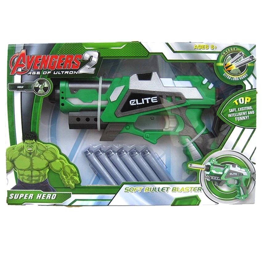 Avengers Soft Bullet Blaster Set | Iron Man/Spider-Man/Hulk Design Safe ...