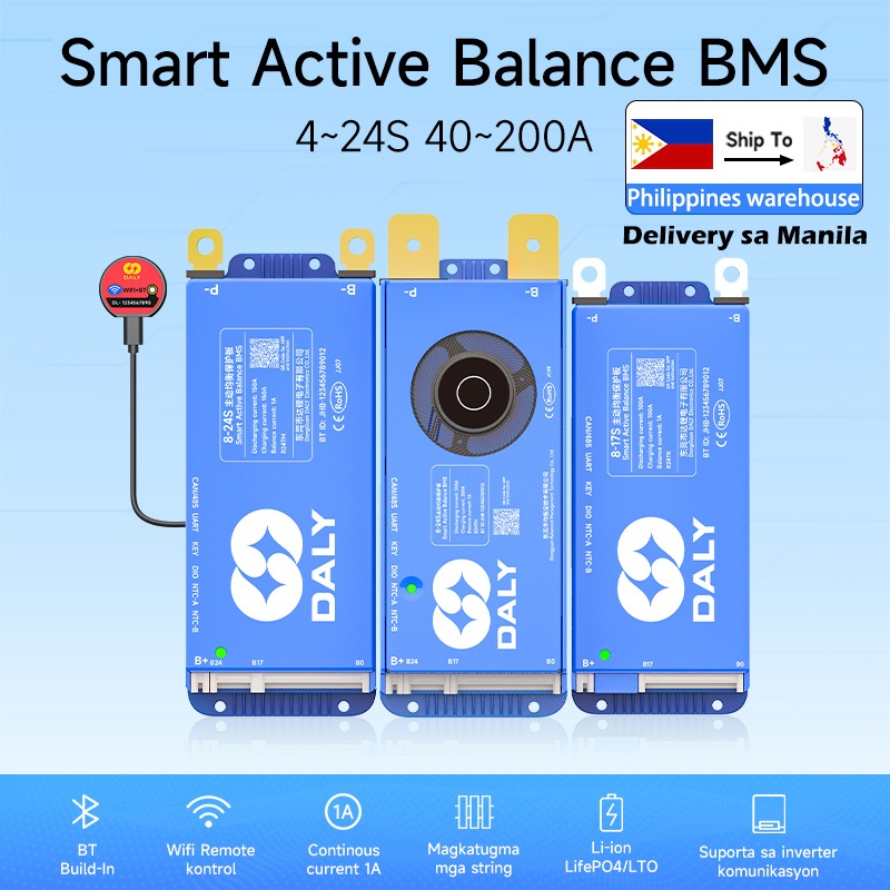 DALY Active Balance BMS Local shipping 4-24s 40-200a 12v 24v 48v 60v ...