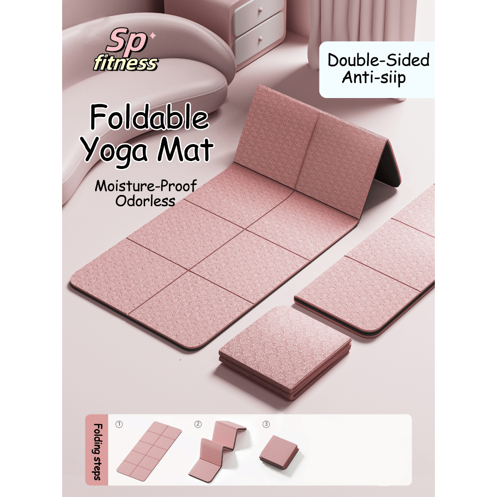 SpFitness 8MM Thickened Foldable Yoga Mat Double-Sided Anti-siip Yoga ...