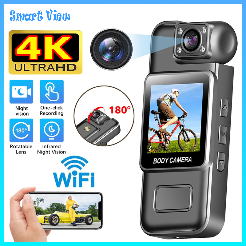 4K HD Mini Sport Camera WiFi Pocket Action Cameras Rotatable 180° Video ...
