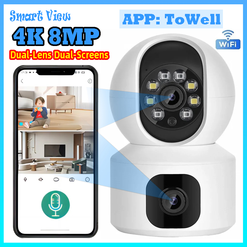 CCTV Camera 360 8MP 4K Dual Lens Auto Tracking Wireless WiFi Connect ...