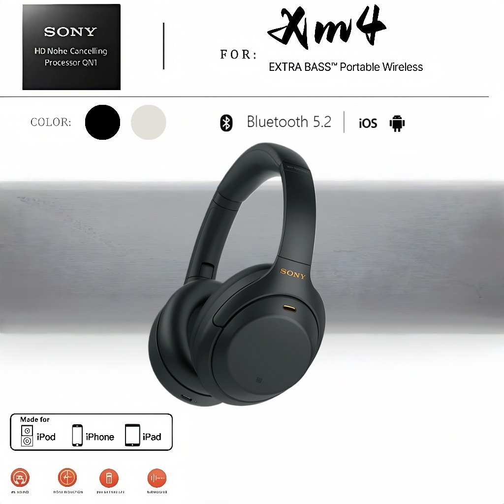 Sony WH-1000XM4 Bluetooth Headphones – Foldable Design, Touch Sensor ...