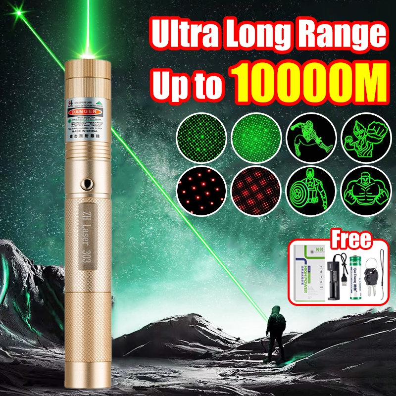 10000m range Red/Green laser pointer high power USB rechargeable, 15-day ultra-long battery life ...