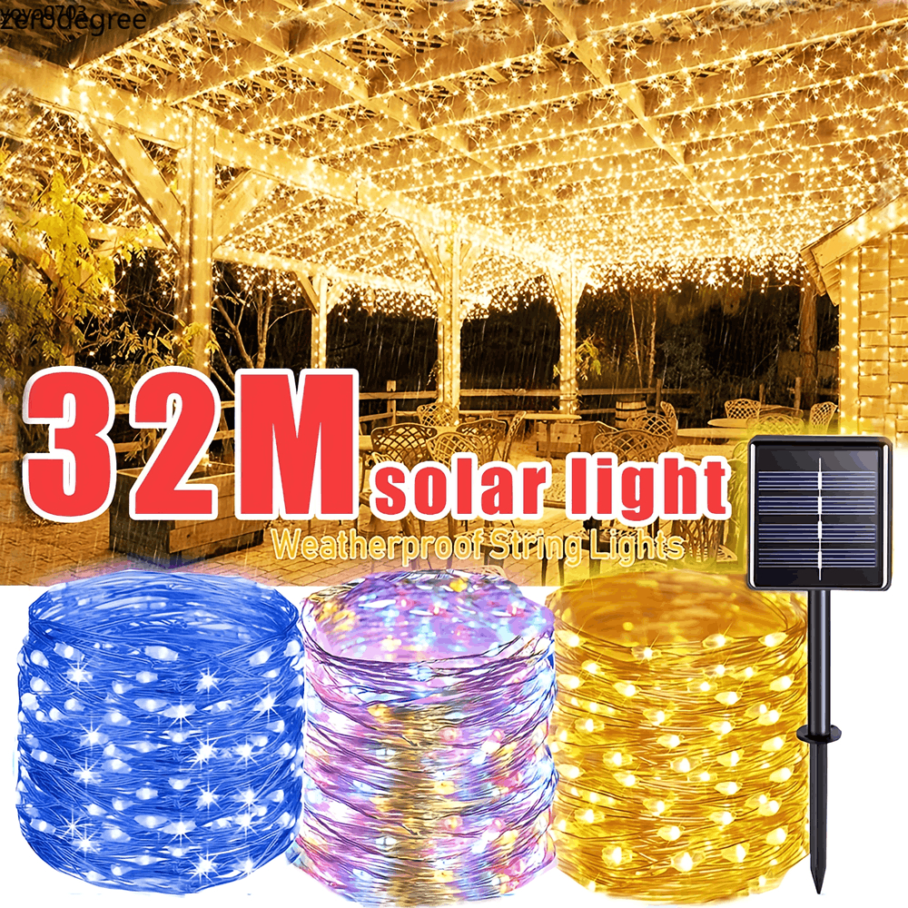 Solar LED Christmas String Lights – 7M/12M/22M/32M Waterproof Outdoor ...