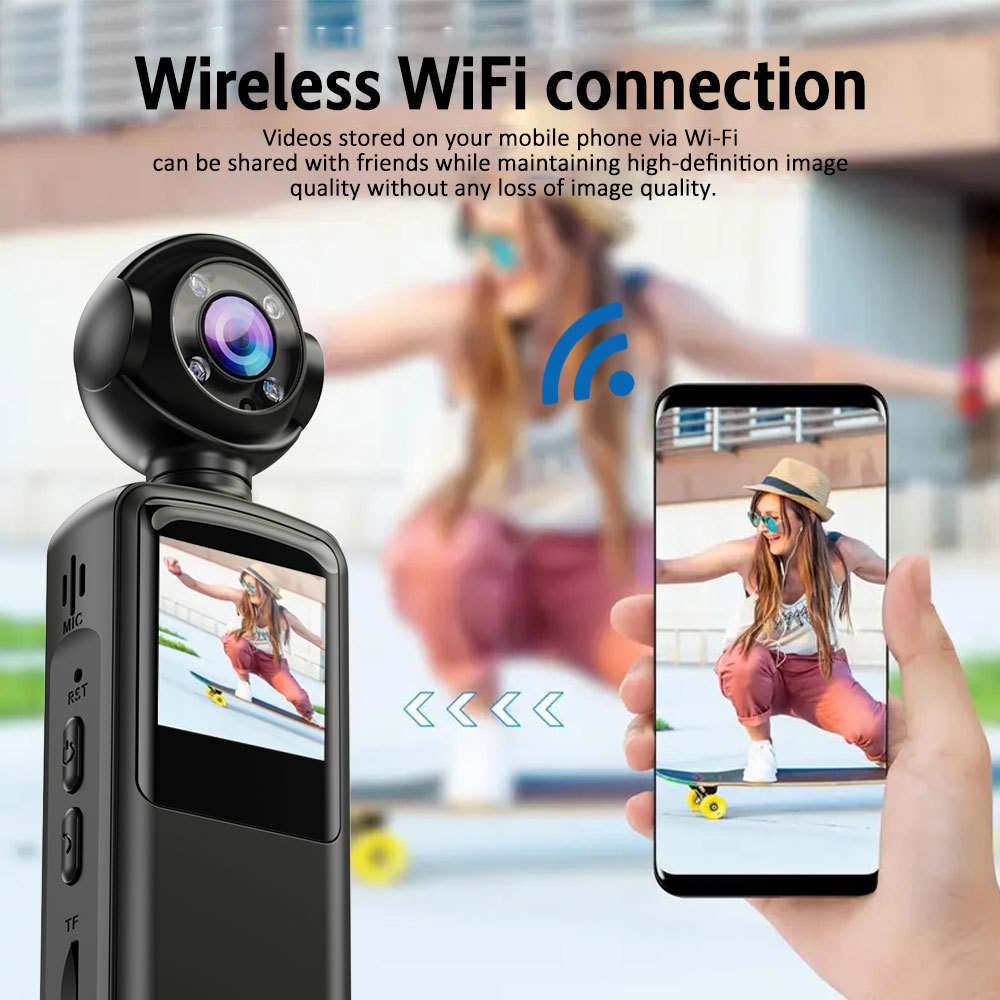 Action Camera 1080P Full HD 360 Degree Rotating Lens WiFi Wireless ...