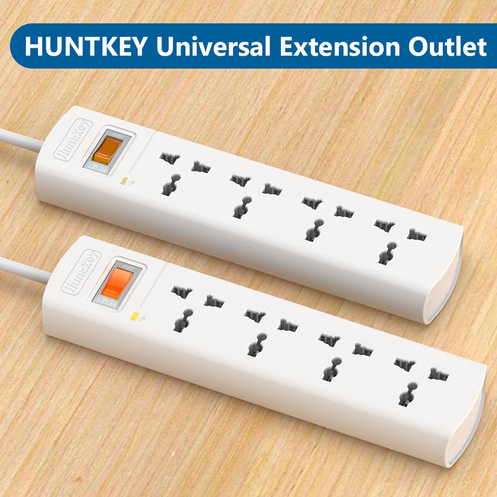 HUNTKEY | SZM404-4 Surge Protector Extension Outlet - 2500W 4Gang Universal Outlet Socket ...