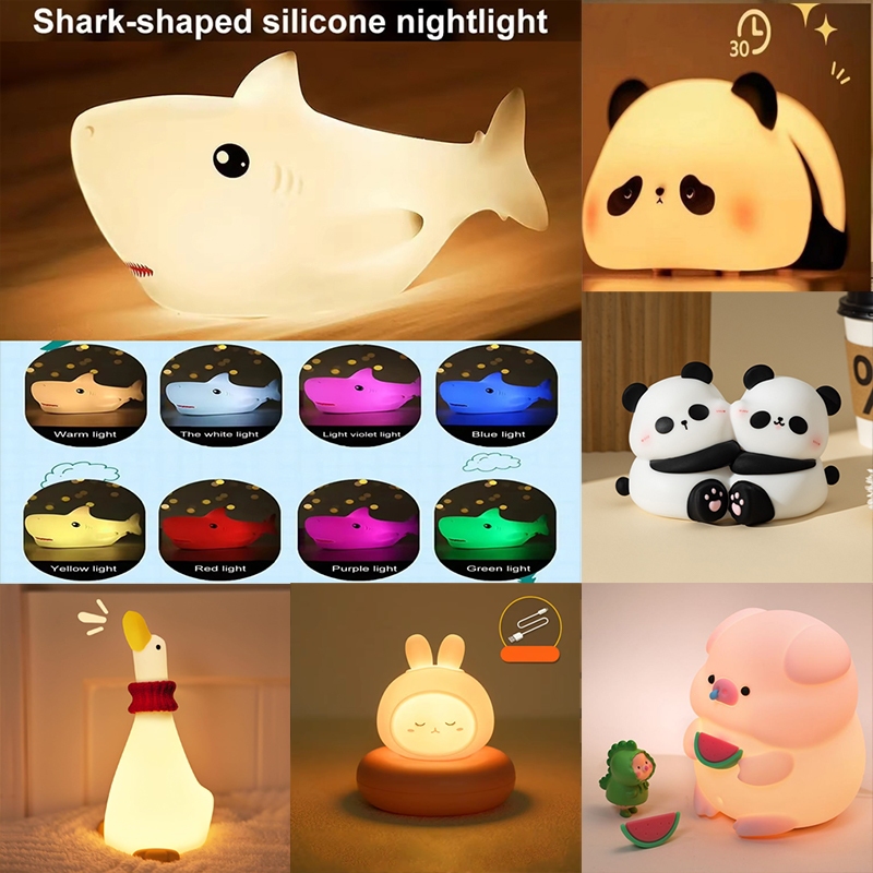 Glowora Rechargeable Silicone Panda Light Lamp LED Night Light Touch ...
