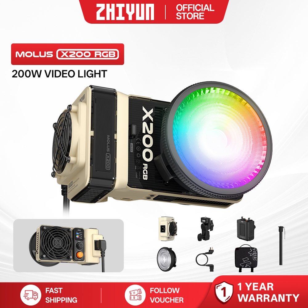 ZHIYUN Molus X200 RGB - 200W Video Light Handheld Professional ...