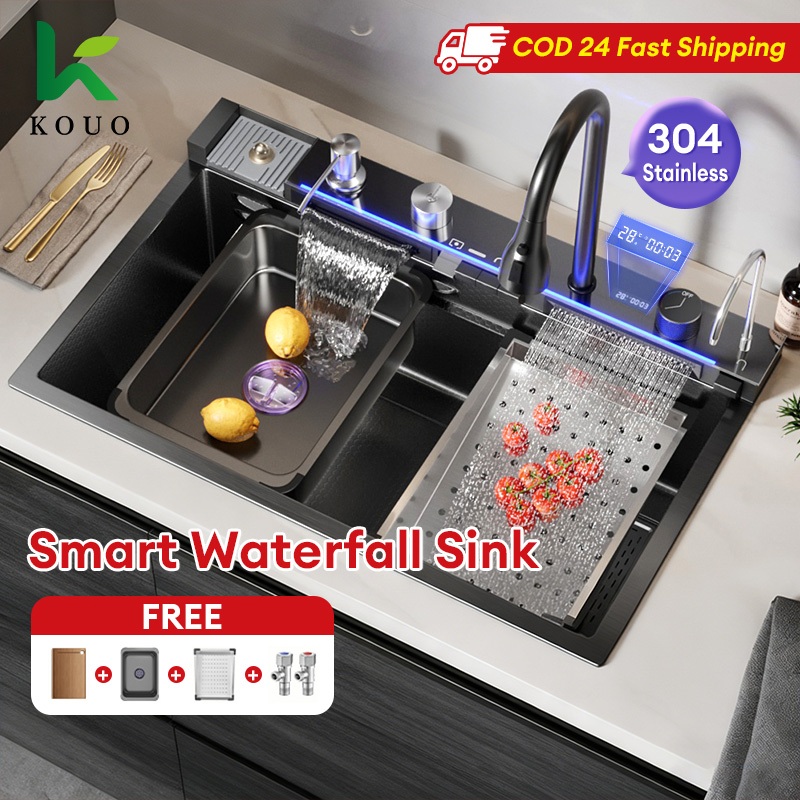 KOUO Modern Kitchen Sink Complete Set Sink Stainless for Kitchen Black ...