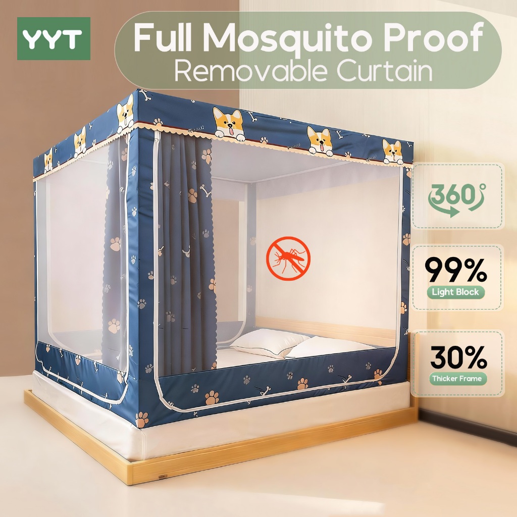 YYT Three Door Mosquito Net Mosquito Proof With Curtains Baby Fall ...